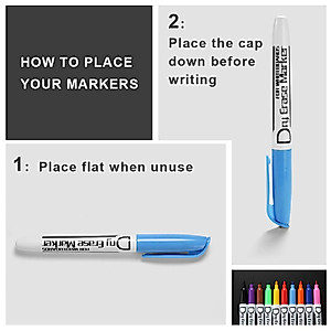 Volcanics Dry Erase Markers Low Odor Fine Whiteboard Markers Thin Box of 12, 10 Colors