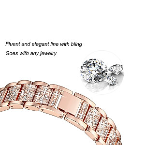 Mtozon Bling Bands Compatible with Google Pixel Watch 3 41mm Replacement Wristband Women，Rose Gold