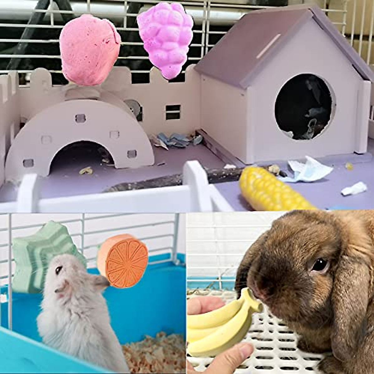 Lava Block Chew Toys Teeth Grinding Pet Lava Block Calcium Stone for Chinchilla Hamster Mouse Squirrels and Small pet 4 Pack