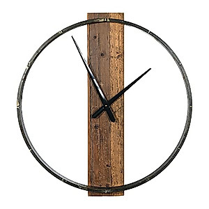 Creative Co-op EC0372 29.5 Inch Metal and Wood Wall Clock, Iron