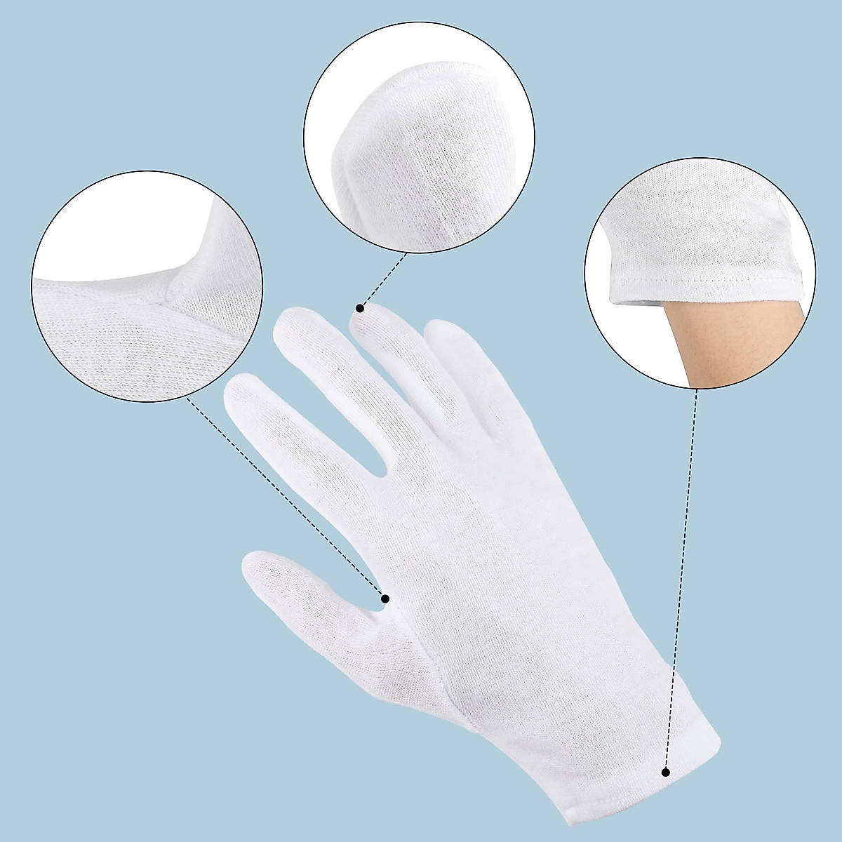ENPOINT 5 Pairs Archival Photo Gloves, White Medium Work Gloves For Handling Art Working Photography Men & Womens Cloth Gloves Liners Bulk for Handling Jewelry, Film, Photo, Coin Metal Inspection