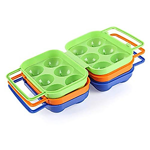 BESPORTBLE 6 Count Egg Container, Outdoor Plastic Portable Egg Container with Handle- Eggs Carrier Holder for RV, Trailer and Camper Kitchens or Camping Holds