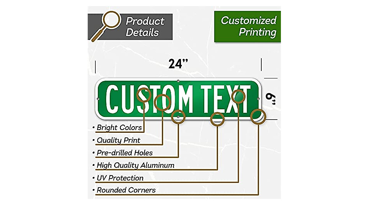 Custom Street Signs - Durable 6x24 AlumaBond Signs in 8 Colors