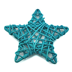 Ougual Wicker Rattan Stars for Home Garden Wreath Tree Decoration (9cm, Orange)