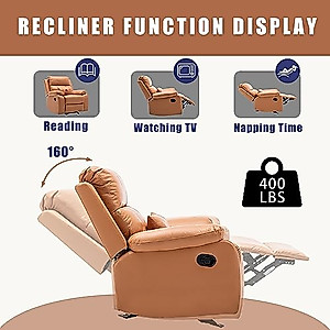 resiova Recliner Rocking Chair for Adults and Nursery,Oversized Home Theater Seating with Lumbar Support and Skin-Friendly Fabric,Lazyboy Sofa for Living Room/Bedroom,Orange