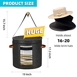 Munskine Huge Hat Boxes For Women Storage Foldable Hat Storage Boxes with Shoulder Strap & 2 Handles - Hat Boxes With Lids - Hat Box With Dustproof Lid Storage Boxes