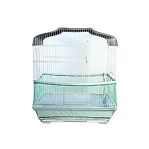 AZXAZ Mesh Bird Cage Cover Elastic Bird Cage Skirt Seed Catcher Guard Net Dustproof Shell (Small, Green)