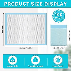 100 Pack Disposable Changing Pad,High Absorbent Diaper Changing Pads,Waterproof Leak Proof Baby Disposable Underpads Incontinence Bed Pads,Breathable Chucks Pads for Adult Child Baby Pets,18X24inch