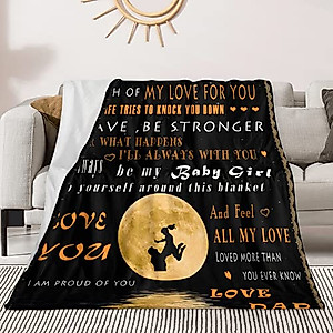 JERHTUO to My Daughter Blanket from Dad Love Letter Personalized Flannel Throw Blanket Daughter Birthday Christmas Thanksgiving Valentines Gifts for Daughters
