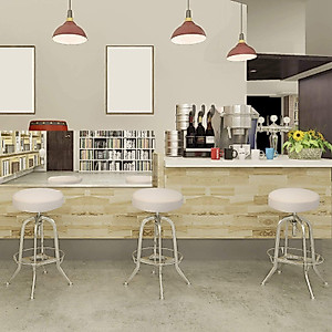 BUYUE 4 Pcs Bar Stool Covers, Luxury Fabric Dia.16-18" Round Stretchy Crease-Resistant Washable Jacquard Dustproof Stool Seat Slipcover, L-Beige-Set of 4