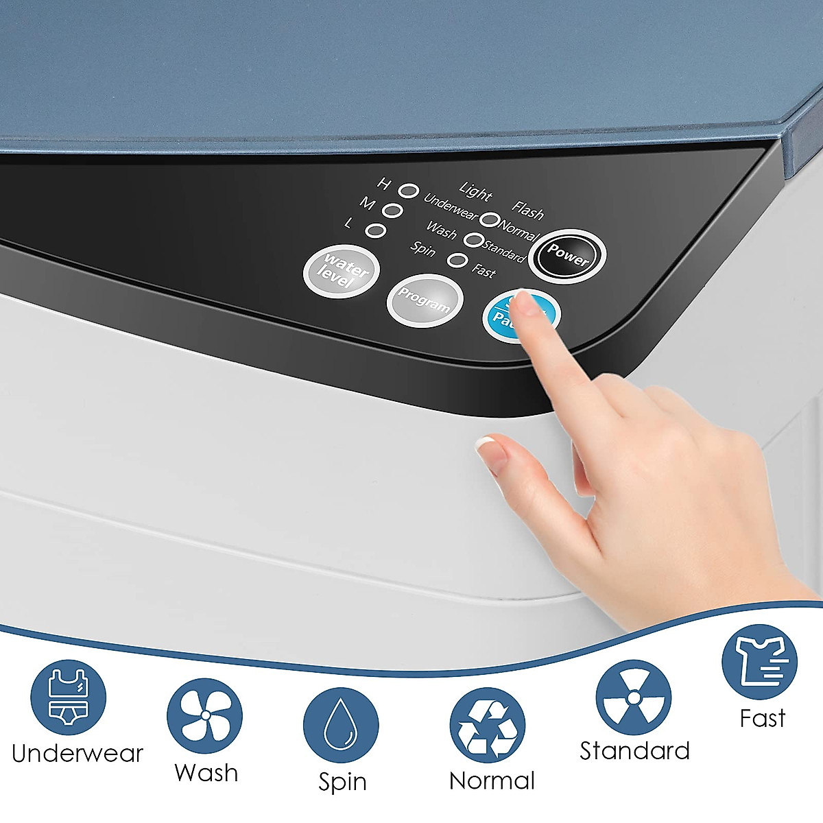 Casart Washing Machine Portable Washer W/ 7.7 Lbs Weight Capacity Washer and Dryer Full Automatic Washing Machine (Blue&White)