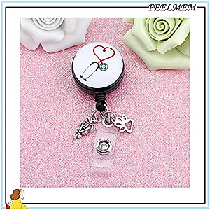 FEELMEM Veterinarian Gift Medical Stethoscope Retractable Badge Holder Reel Clip Veterinary Student Gift Veterinary Assistant Jewelry Pet Owner Rescue Jewelry (Veterinarian)