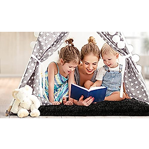 Sovolibee Ultra Soft Fluffy Area Rugs for Bedroom Living Room, Indoor Shaggy Non-Slip Floor Carpet for Room Girls Dorm Baby Nursery Play Mat- Modern Home Decor Rug 4 x 5.3 Feet Black