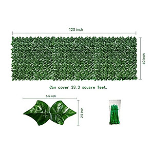 Bybeton Artificial Ivy Privacy Fence Screen - 40" X 120" UV-Anti Fake Leaves Vines - Patio Balcony Privacy, Garden, Backyard Greenery Wall Decor
