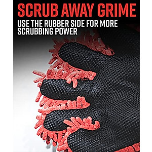 Adam's Microfiber Dual Wash Mitt - Premium, Soft Chenille Microfiber for Safe Washing - Scrubbing Side That is Great for Sap, Tar, and Other Tough to Remove Deposits