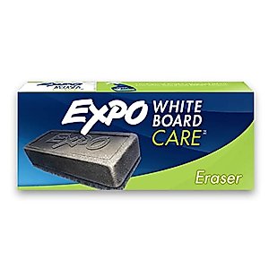 Expo 81505 Block Eraser Dry Erase Whiteboard Board Eraser, Soft Pile, 5 1/8 W x 1 1/4 H - Pack of 1, Black