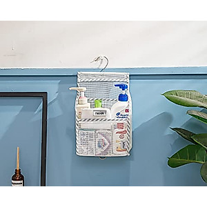 Jelier Hanging Mesh Shower Caddy,Bath Storage Basket Organizer for Camping,Cruising,Gym,College,RV (White Multi)