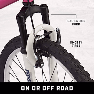 Mongoose Exlipse Full Dual-Suspension Mountain Bike for Kids, Featuring 15-Inch/Small Steel Frame and 21-Speed Shimano Drivetrain with 24-Inch Wheels, Kickstand Included, Pink