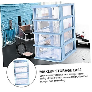 OHPHCALL 1pc Box Shelf Storage Box Makeup Drawer Organizer Kitchen Office Storage Cabinet Organizer Drawer Storage Clear Shelves Units De Clothes Dresser Makeup Storage Case Plastic Pp Blue