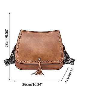 Crossbody Bags for Women Casual Fashion Shoulder Bag Messenger Bags Retro Solid Color Metal Buckle Fringe Shoulder Bag