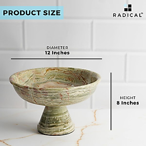 Radicaln Marble Fruit Bowl Green Onyx 12"x8" inch Handmade kitchen table Bowl - Dining Fruit Holder Decorative Bowls - Salad & Vegetable Storage For Kitchen Counter