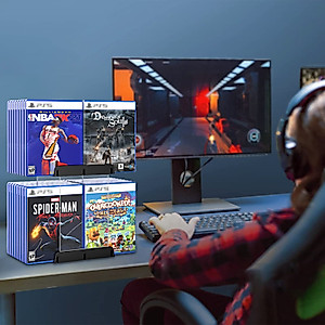 ASFSKY Game Storage Tower Universal Video Game Storage for 32 Games Storage Stand Compatible with PS5 PS4 Xbox Nintendo Switch Games Gamer Gifts