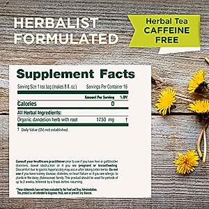 Traditional Medicinals Organic Roasted Dandelion Root Herbal Leaf Tea, 16 Tea Bags (Pack of 6)