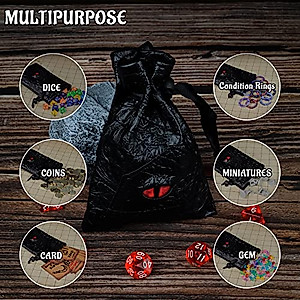 Drawstring Bag PU Leather Dice Pouch Perfect for RPG, D&D, Game