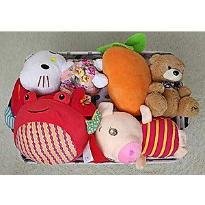 Rectangular Storage Bin Canvas Fabric Storage Basket,Waterproof Coating Toy Organizer with Handles,Gift Basket for Home,Office,Clothes,Toy,Shelf Basket(REC Elephant)