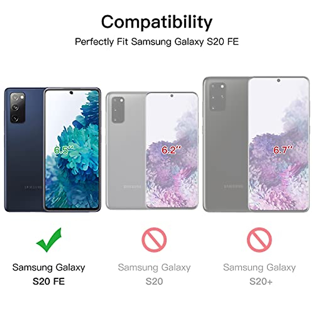 JETech Screen Protector for Samsung Galaxy S20 FE 6.5-Inch with Camera Lens Protector, Tempered Glass Film, Fingerprint ID Compatible, HD Clear, 2-Pack Each