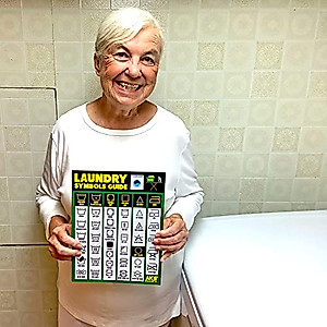 Laundry Symbols Guide Magnet - Extra Large Easy to Read 8.5” x 11” Clothing Care Instruction Cheat Sheet – Washing, Drying, Ironing & Bleaching Accessory - Functional Modern Laundry Room Art Decor