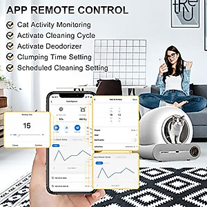 Comfipaws Automatic Cat Litter Box Self Cleaning Robot Cat Litter Box for Multiple Cats, Auto Clean Cat Litter Box with APP Control & Ionic Deodorizer, 65L+9L Smart Cat Toilet with Mat, Liner, Brush