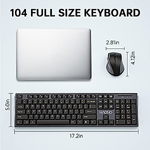 MAONO Wireless Keyboard and Mouse Combo, 2.4G USB Wireless Keyboard Mouse Full Size with Mouse Pad for Laptop, PC, Compatible with Mac, Windows XP/7/8/10, Long Battery Life(Battery Included)