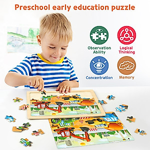 SYNARRY Wooden Puzzles for Kids Ages 4-6, 6 Packs 60 PCs Jigsaw Puzzles Preschool Educational Toys Gifts for Children Ages 4-8, Kids Puzzle for 4+ Year Olds Boys Girls
