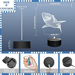 Lampeez Ocean Sea Animals 3D Lamp Kits,Dolphin, Marlin,Shark,Whale 3D Night Light for Kids (4 Patterns) with Remote Control & 16 Colors Changing & Dimmable Function & Xmas Birthday Gifts for Boy Girl
