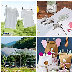 50 Pcs Garden Clips, 2.3 inch Greenhouse Clamps, Stainless Steel Greenhouse Clip for Netting, Heavy Duty Row Cover Clips with a Strong Grip for Shade Cloth or Plant Cover on Gardening Hoops karmiero