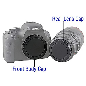 Camera Body Cap and Rear Lens Cover Compatible with Canon EOS EF EF-S Mount Camera T7 T6 90D 80D 77D 70D 60D 5Ds 1DX 5D 7D / 6D Mark II III 200D Rebel SL3 SL2 T6i T7i T6S T4i T5i T5 T3[2 Sets]