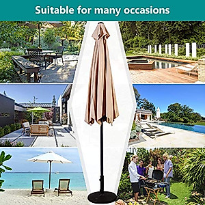 SPSUPE 10-Foot Outdoor Water/UV-Resistant Patio Umbrella, Round Tilt Garden Market Table Mental Umbrella, with Crank, Adjustable Levels, Perfect For BBQ, Seaside, Swimming Pool, Beige