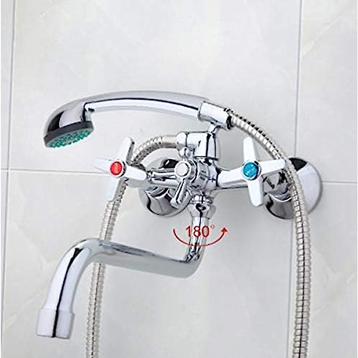 Kitchen Taps Classic Shower Bath Faucet Long Nose Bathtub Mixer Hot And Cold Water Dual Handle Dual Control