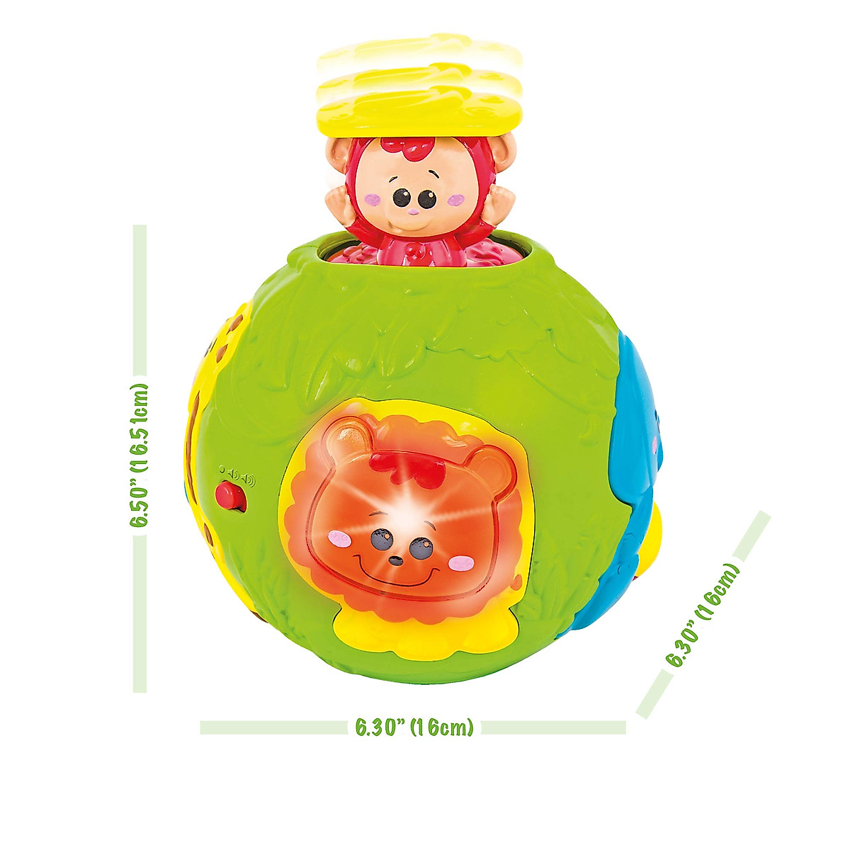 Jungle Animal Roll & Learn Fun Baby Activity Ball. Activity Center with Light, Sounds and Music. Crawling Toys for 6 month old and up boys. Electronic Playtime Light Up Monkey Ball Toy for Toddlers