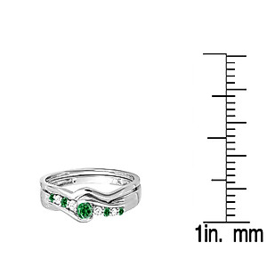 Dazzlingrock Collection 10K Emerald & White Diamond Bridal Promise Engagement Ring Set, White Gold, Size 5.5