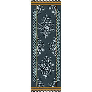 Studio M Floor Flair Hadley Hall - Pond Traditional Floral - 2 x 6 Ft Decorative Vinyl Rug - Non-Slip, Waterproof Floor Mat - Easy to Clean, Ultra Low Profile - Printed in The USA