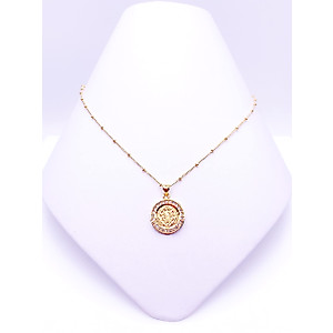 LESLIE BOULES 18K Gold Plated Saint Benedict Pendant Necklace Religious Jewelry for Women