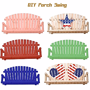 Wooden Porch Swing Outdoor Bench Swing Chair 2-Seater W/Hanging Chains for Patio Garden Backyard, Heavy Duty 800 LBS, 4 Ft, Unfinished