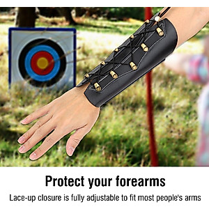 Tbest Leather Arm Guards Armguard for Archery Brown/Black Adult Youth Leather Protective Arm Guards Protector Wristband Costume for Recurve Bow Shooting Hunting, Adjustable