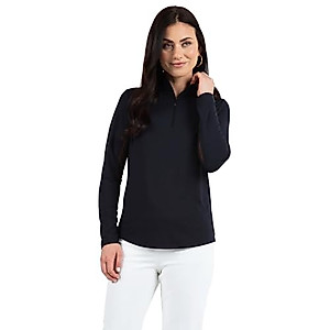 IBKUL Athleisure Wear Sun Protective UPF 50+ Icefil Cooling Tech Long Sleeve Mock Neck Top with Under Arm Mesh 80000 White Solid M