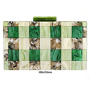 Acrylic Evening Box Bag for Women Multicolor Sequin Geometric Bridal Clutch Prom Handbag Wedding Bag Party Purse Bag (Green)