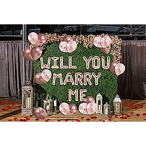 40 Pcs-Rose Gold "Will you marry me" Balloon Pack -Balloon Banner and 2000 pcs Rose Petals proposal Decoration-proposal idea-Diamond ring Balloon-Valentine's Day Proposal(rose gold floral proposal)