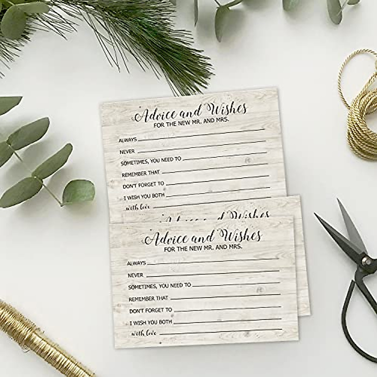 Advice and Wishes Cards for the New Mr and Mrs, Bride & Groom, Newlyweds, Wedding Advice Cards Perfect for Bridal Shower or Wedding, Wedding Guest Book Alternative, Pack of 50 4x6 Inch