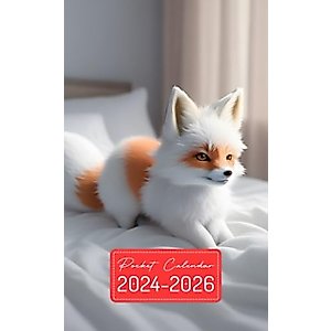 Pocket Calendar 2024-2026: Two-Year Monthly Planner for Purse , 36 Months from January 2024 to December 2026 | Anime fox illustration | Playful and vibrant | Bedroom
